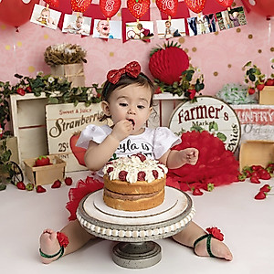 Strawberry Monthly Photo Banner - Sweet Berry 1st Birthday Monthly Banner Baby Girl 12 Month Photo Display Milestone Photograph Bunting Garland for Strawberry First Birthday Party,Baby Shower,Berry