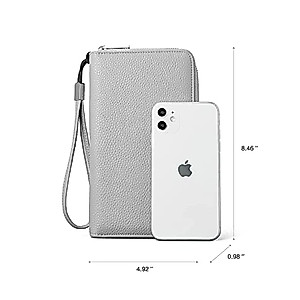 BROMEN Women Handbag Designer Leather Hobo Handbags Grey and Women Wallets Grey Bundle