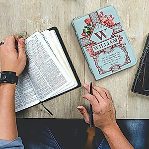 9.6x6.6 Inch Personalized Bible Cover, Custom Bible Cover – Personalized Leatherette Bible Cover and Carrying Case with Handle, Womens Bible Case - Teal (Design 3)