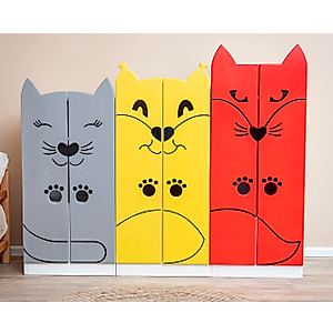 BUSYWOOD Animals Armoire – Toddler Dresser Organizer for Bedroom - Playroom Furniture - Wardrobe Closet - Kids Dresser - Montessori Armoire - Wooden Closet