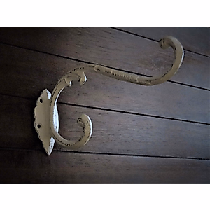 Extra Large Victorian Wall Hook/Cast Iron Wall Hook/Antique White or Pick Your Color/Coat Hat Dual Hook/Planter Hanger/Indoor Outdoor