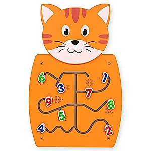 SPARK & WOW Cat Activity Wall Panel - Ages 18m+ - Montessori Sensory Wall Toy - Number Matching Activity - Busy Board - Toddler Room Décor