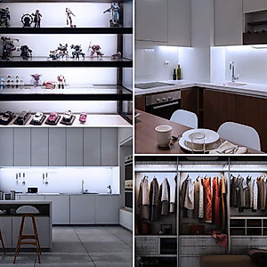 Cefrank Led Light Strips Kit, (6) 12’’ Linkable Light Bars + Rocker Switch + UL Power Adapter, Under Cabinet Lighting, Gun Safe, Locker, Closet, Shelf, Showcase Lighting, 6000K Cool White