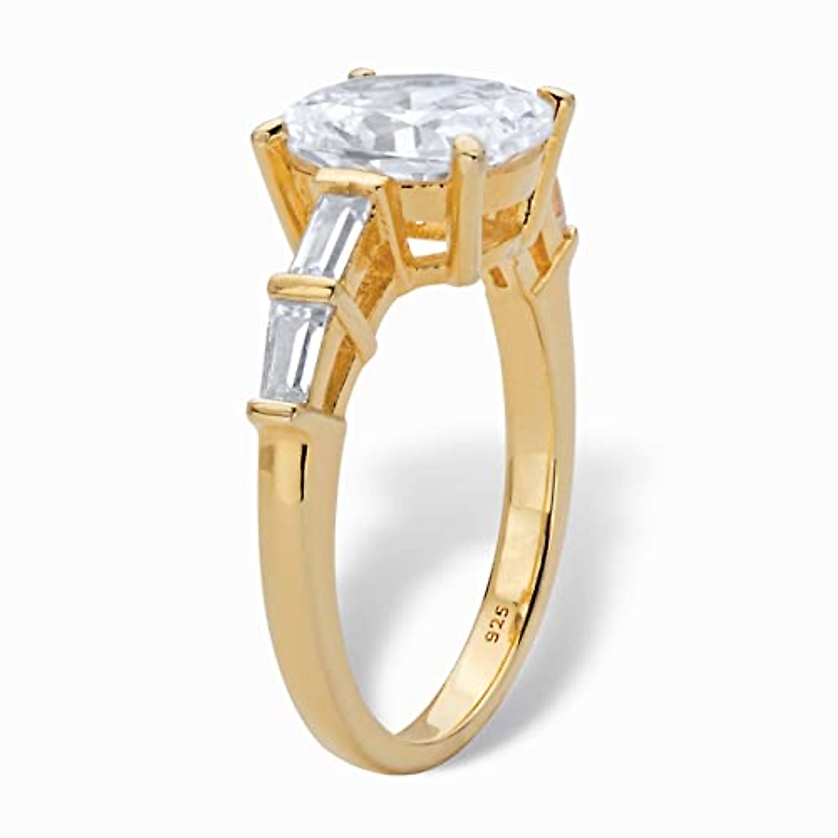 PalmBeach Jewelry Yellow Gold-plated Sterling Silver Oval Cut Cubic Zirconia Engagement Ring Sizes 6-10 Size 6