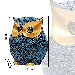 Artpaul Owl Statue Home Decor Accents Small Decor Items for Shelf Owl Figurines Home Decorations for Living Room Office Bedroom, Gifts for Owl Lover (Blue)