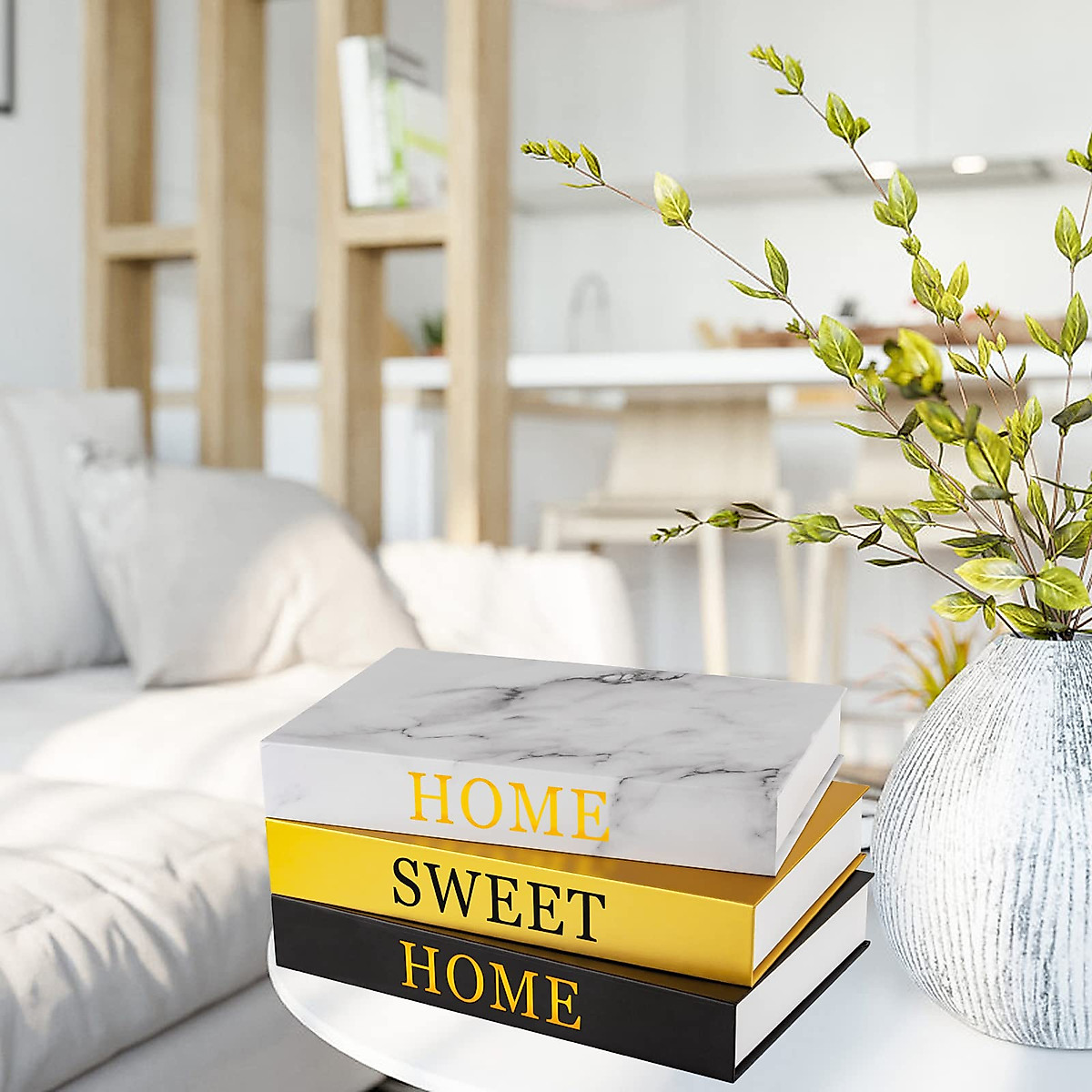 YD SZ YADOO Hardcover Books for Decor Set of 3 Stacked Books for Living Room Coffee Table Decorative Faux Books Decor Storage Book Boxes with Stickers (Z108)