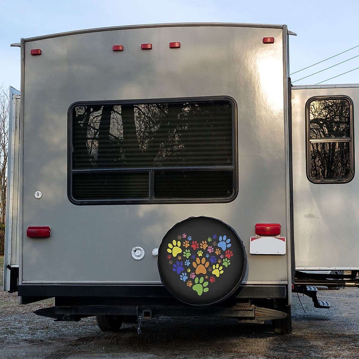 KiuLoam Cat Dog Paws Heart Print Spare Tire Cover Polyester Universal Sunscreen Waterproof Wheel Covers for Trailer Rv SUV Truck and Many Vehicles (17" for Diameter 31"-33")