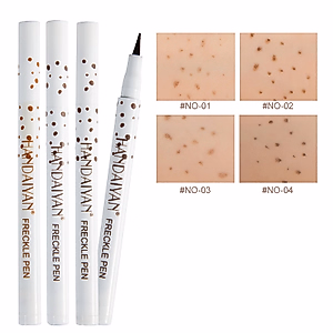 Sumeitang Freckle Pen, 4 Colors Kit - Natural Lifelike Faux Freckle Makeup Pen, Waterproof Long Lasting, Create Sunkissed Skin(4Pack)