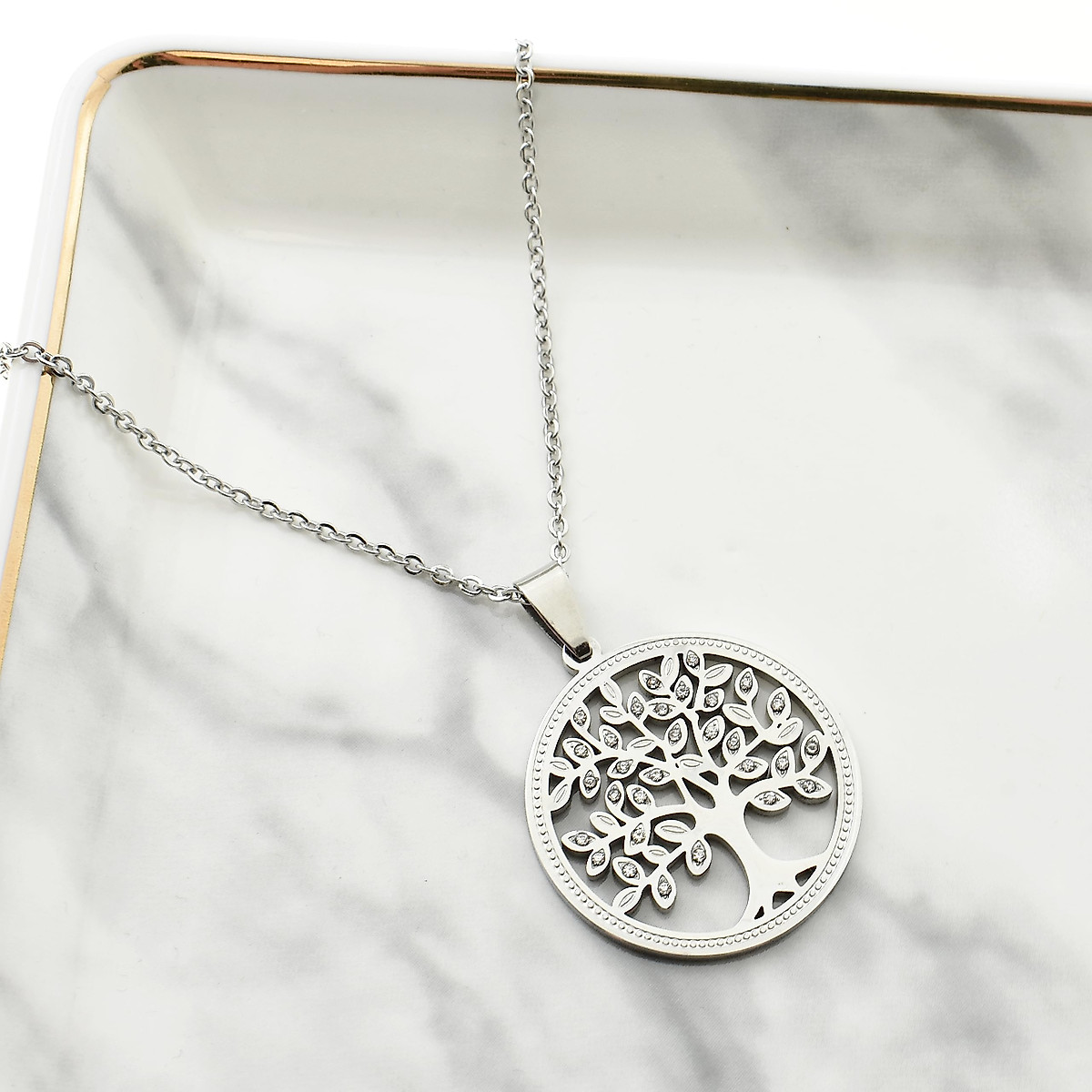 Daughter-In-Law Gift. Bridal Shower Gift From Mother-In-Law to Be. Tree of Life Pendant. Stainless Steel Jewelry. Family Tree.