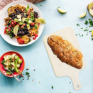 Tofficu 3Pcs Wood Cutting Board with Handle Wooden Chopping Boards Pizza Paddle Multi- function Serving Trays for Meat Cheese Bread Fruit Charcuterie Board Butcher Block Serving Board