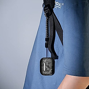 MONOCARBON Carbon Fiber Case-for-AirPods-Pro-2nd, Generation 2022 Slim Durable Cover-for-AirPods-Pro-2 Accessories,Support Wireless Charging,Shock,with Stripes Lanyard.(Matte Finish)