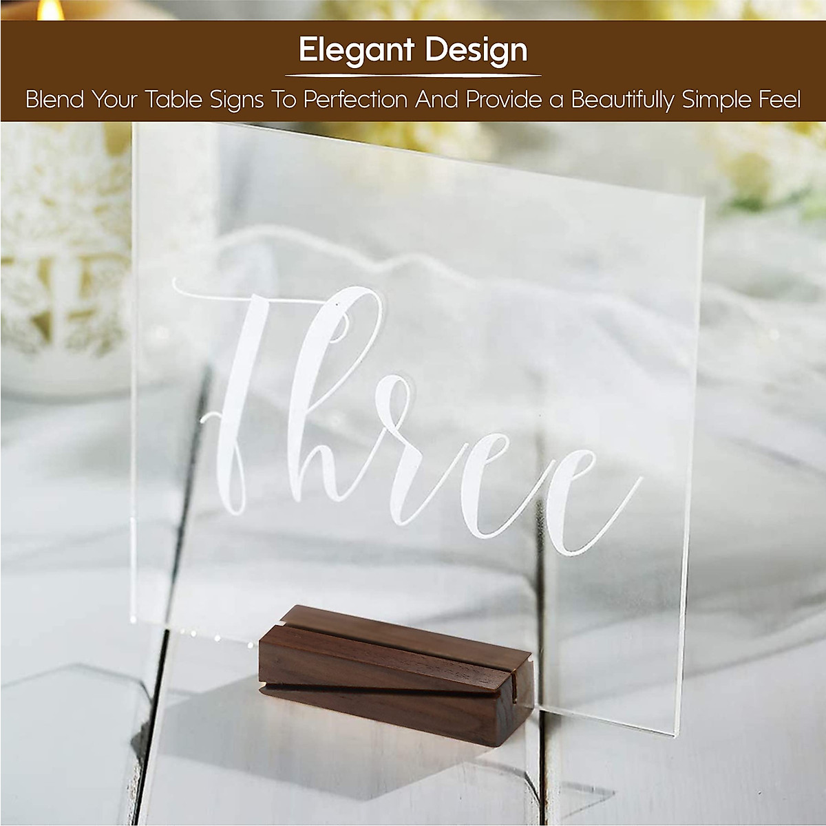 Kassey Pro 12 pack, Walnut Wood Table Display Stands for Rustic Acrylic Signs table card holder acrylic numbers place holders cards wedding sign number signs