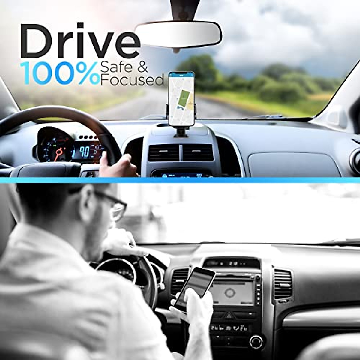 SIISTEM Phone Mount for Car, Universal Car Phone Holder Mount with Suction Cup, Release Button and Lock Mechanism, Cell Phone Holder for Car Dashboard Windshield