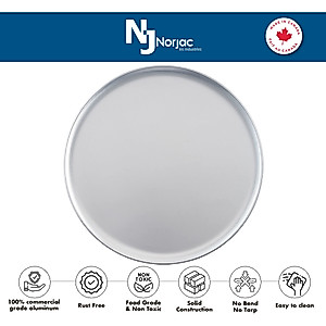 Norjac Pizza Pan 16 inch, 6 PACK Baking Tray Coupe Solid Style, Pure Food-Grade Aluminum, Made in Canada, Rust Free