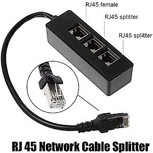 RJ45 Ethernet Splitter Cable, Sartyee RJ45 Y Splitter Adapter 1 to 3 Port Ethernet Switch Adapter Cable for CAT 5/CAT 6 LAN Ethernet Socket Connector Adapter Cat5 Cat6 Cable - ONE at A TIME