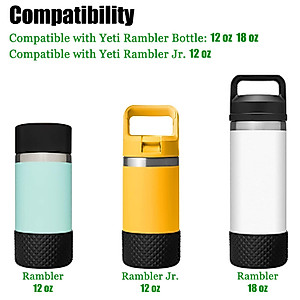 Acemoo Upgraded Silicone Boot Sleeve for YETI Rambler Jr 12 oz and Rambler 12 oz 18 oz, Diamond Embossed, Anti-Slip, Less Noise for YETI Rambler Bottle - Dishwasher Safe