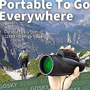 Gosky 12X50 Monocular Telescope with Smartphone Holder - Waterproof Fog-Proof Shockproof Scope BAK-4 Prism FMC for Bird Watching Hunting Camping Traveling Wildlife Scenery