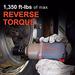Ingersoll Rand 2145QiMAX 3/4” Drive Air Impact Wrench – Quiet Technology, 1,350 ft-lbs Powerful Reverse Torque Output, 7 Vane Motor, Steel Hammer Case, Gray
