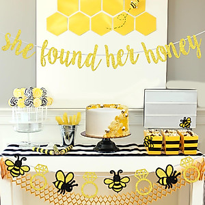 Sursurprise Bee Bridal Shower Decorations, She Found Her Honey Banner Bumble Bee Diamond Ring Garland for Bride to Bee Bridal Shower Engagement Wedding Bachelorette Party Supplies