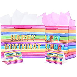 ZGORENDZ 2 Pack 13'' Large Gift Bag with Card and Tissue Paper for Birthday Party