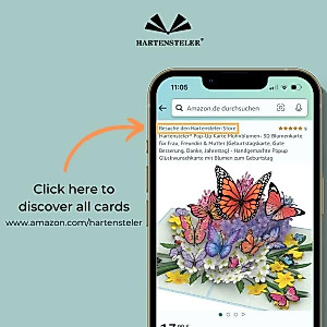 Hartensteler® Butterflies in Nature Pop Up Card - 3D Butterfly Card for Wife, Girlfriend & Mother (Birthday Card, Get Well, Thank You, Anniversary)