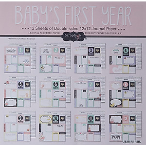 Scrapbook Customs 36984 Baby Girl First Months Scrapbooking Kit, Green,Pink,Yellow