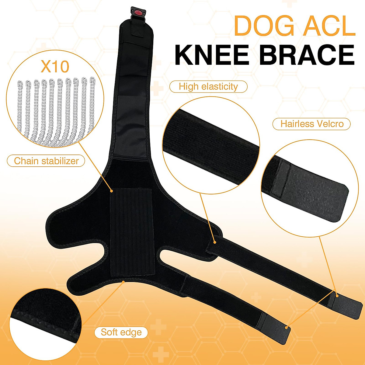 Dog Knee Brace Dog ACL Brace Hind Leg Dog Knee Brace for Torn ACL Hind Leg with Side Stabilizer ACL Brace for Dogs Pain Relief Dog ACL Knee Brace Extra Support Treats Kneecap Dislocation Arthritis-L