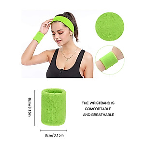 SATINIOR 80s Neon Leggings Party Retro Jogging Sports Headband Wristbands Leg Warmers (Rose Red)