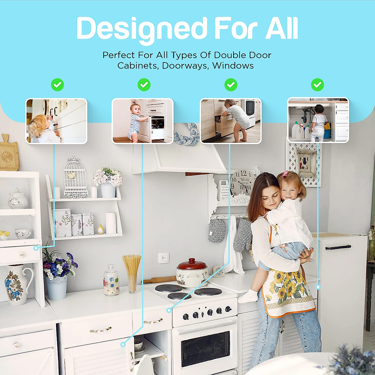 PEEKABOO Baby Proofing Magnetic Cabinet Locks For Babies - Child Locks For Cabinets - (12 Locks 2 Key Set)