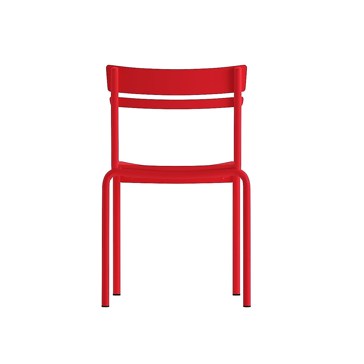 Flash Furniture Nash Commercial Grade Steel Stack Chair, Indoor-Outdoor Armless Chair with 2 Slat Back, Set of 4, Red
