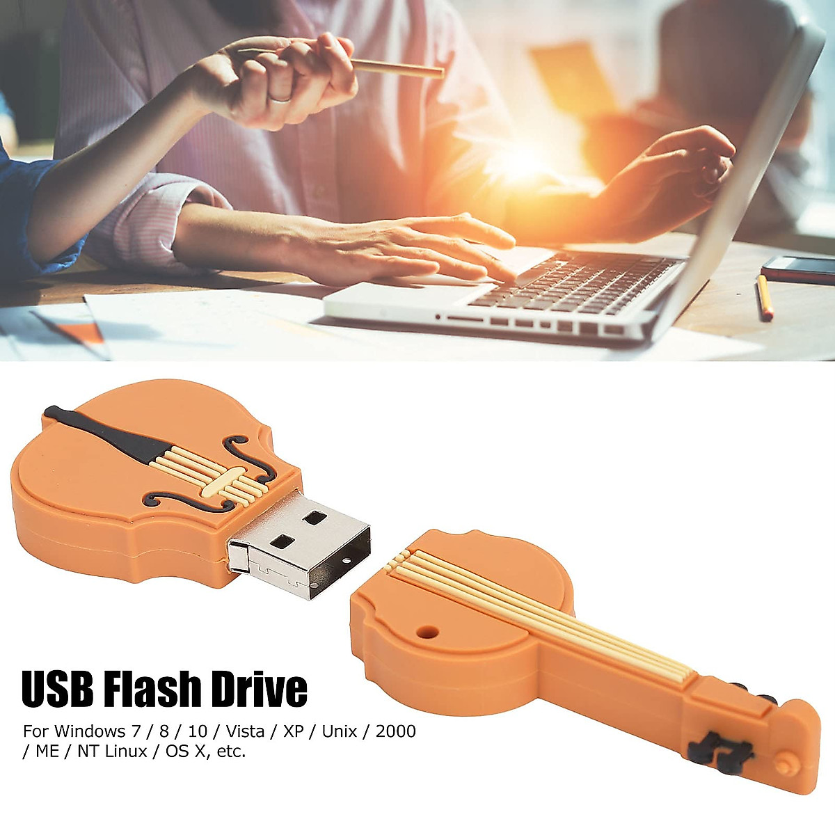 USB Flash Drive, Violin Shaped USB 2.0 Memory Stick Pen Drive Novelty Thumb Drive, Portable USB Drive Pendrive(32GB)