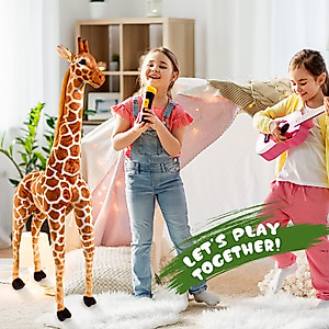 Zhanmai Giant Giraffe Plush Toy Large Giraffe Animal Toy Huge Standing Stuffed Giraffe Jumbo Lifelike Stuffed Doll for Girls Boys Birthday Gift Animal Theme Party Decoration Supplies (47 Inch)