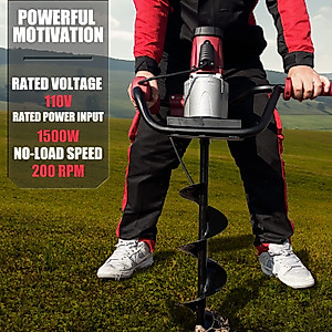 HIGOSPRO 6-Inch & 4-Inch Auger Bit Earth Auger,1500W Electric Post-Hole Digger, Earth Auger Digging Drill, Ideal for Post Hole Digging, Drilling, Tree Planting