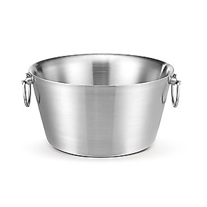 Demdaco Double Walled Silver Tone 14.5 x 14.5 Stainless Steel Metal Beverage Tub