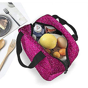 SHENGBAO Lunch Bag Pink Sparkly Glitter Lunch Box Insulated Bag Tote Bag For MenWomen Work Travel, one size
