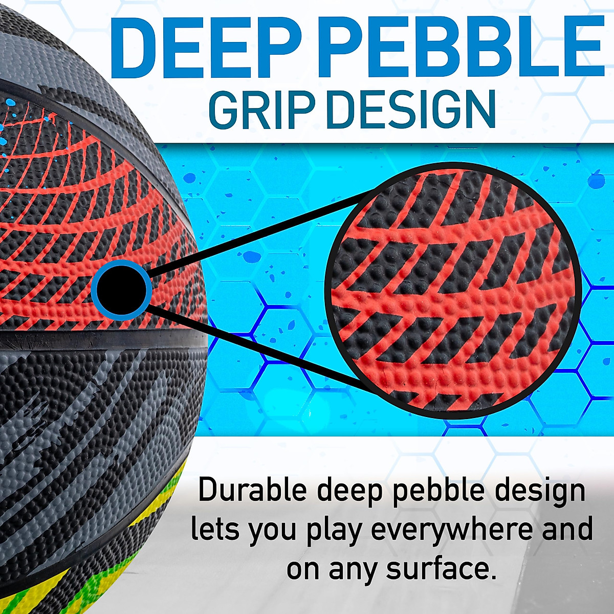 Franklin Sports Mystic Basketball - Official Size Basketball - Indoor + Outdoor Basketball - 29.5" Rubber Basketball - Air Pump Included
