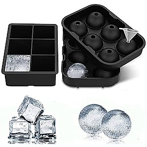 Vshinic Ice Cube Tray,Freezer Ice Maker, Ice Trays for Freezer With Lid,Whiskey Ice Ball Maker Large Square Ice Cube Molds with Lid for Cocktails Bourbon Coffee Juice - Reusable & BPA Free 2 Pack