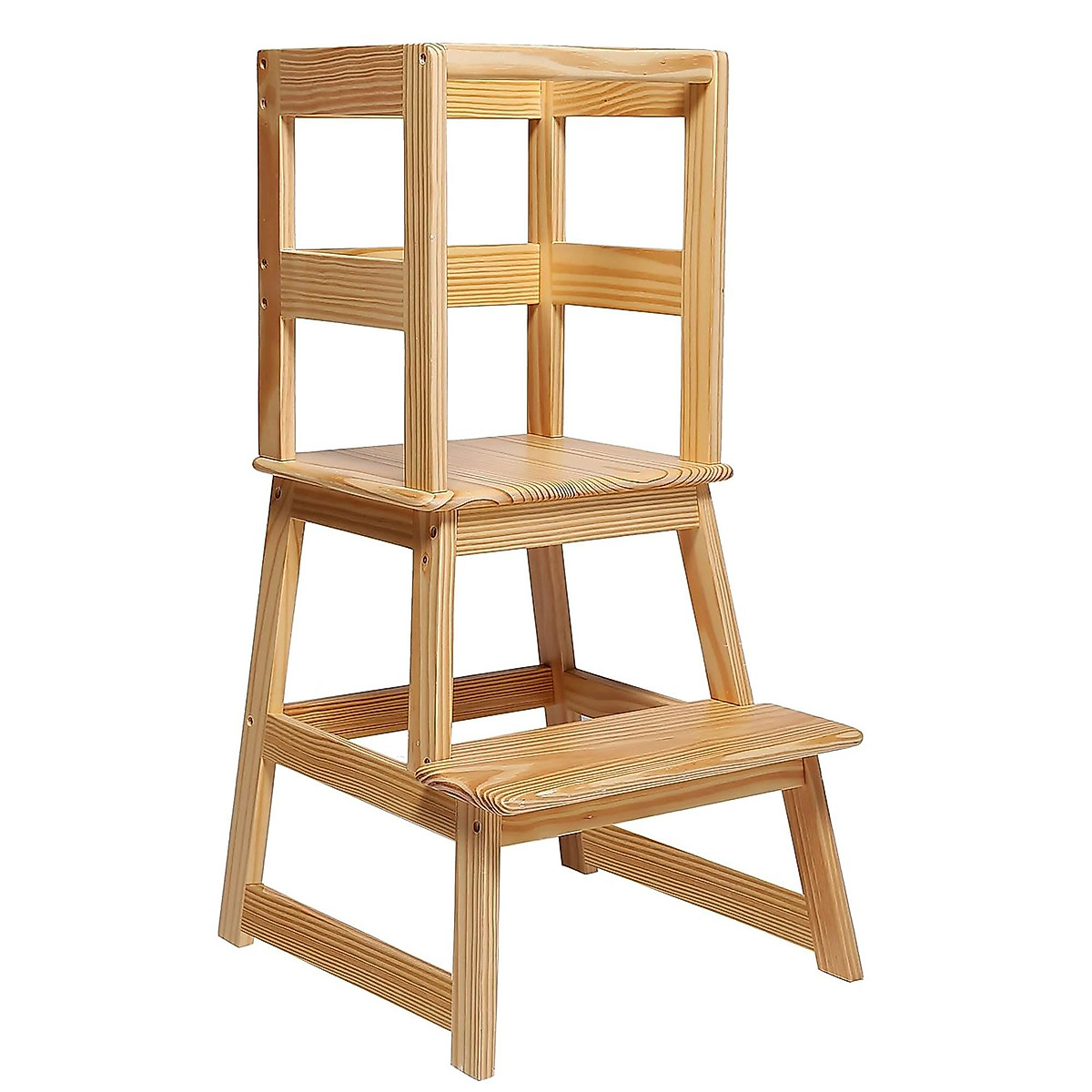 SDADI Kids Kitchen Step Stool with Safety Rail - for Toddlers 18 Months and Older, Natural LT01N