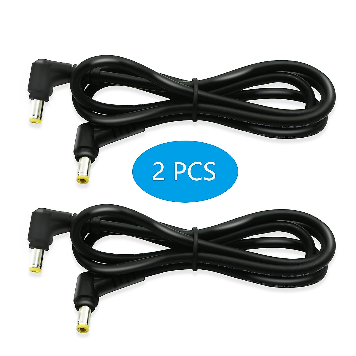 GINTOOYUN 2 PCS DC 5.5MM x 2.5MM 90 Degree Male to Male Plug Cable, 18AWG Right Angle DC5525 Power Cable Extension Cord for Strip Lihgt,CCTV,Monitors,etc(1m)