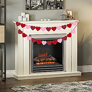 WOONOO 4 Pack Felt Heart Garland Banner NO DIY - Valentines Day Banner Decorations - Anniversary, Engagement, Wedding Party Decoration Ornaments
