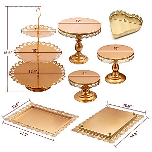 7Pcs Cake Stand and Pastry Trays Metal Cupcake Holder Fruits Dessert Display Plate for Baby Shower Wedding Birthday Party Celebration
