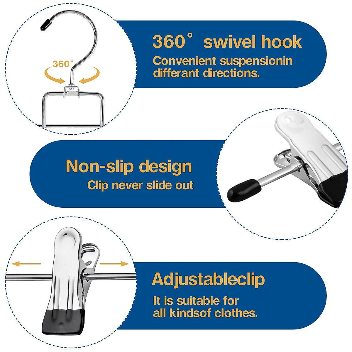 3 Piece Skirt Hangers,Pants Hangers Space Saving,Hanges with Clips 5 Tier,Closet Organizers and Storage Magic Hangers,Clothes Hangers Space Saver,Closet Organization for Skirt,Trousers,Jeans,Legging