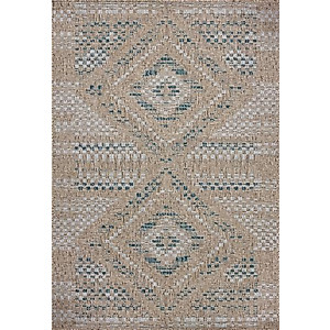 Loloi Amber Lewis x Topanga Natural/Aqua 3'-11" x 5'-11" Accent Rug