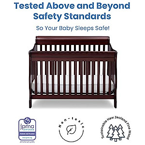 Delta Children Canton 4-in-1 Convertible Crib - Easy to Assemble, Espresso Cherry