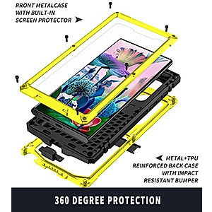 Compatible with Samsung Galaxy S23 Ultra Case Metal with Screen Protector Kickstand Heavy Duty Full Body Military Grade Aluminum Rugged Hard Case for Galaxy S23 Ultra (Yellow, S23 Ultra)