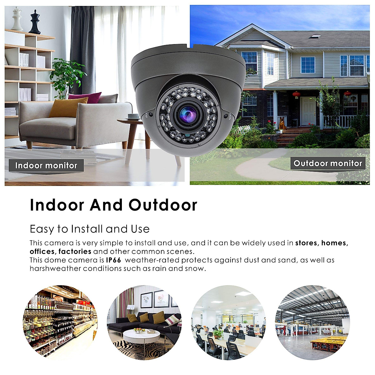 5MP 4MP Dome Super Hybrid Security Camera HD-TVI/CVI/AHD/960H CCTV Surveillance Security Camera 2.8-12mm Varifocal Lens Outdoor/Indoor 98ft IR Waterproof Day&Night Vision Dome Camera(Gray)