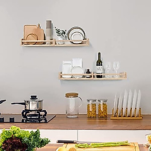 Austin yan Bookshelves Wall Mounted, 32inch Wood Floating, Bookshelf for Kids, Hanging Shelf for Baby Nursery Room Decor Set of 2 Pine, Wooded