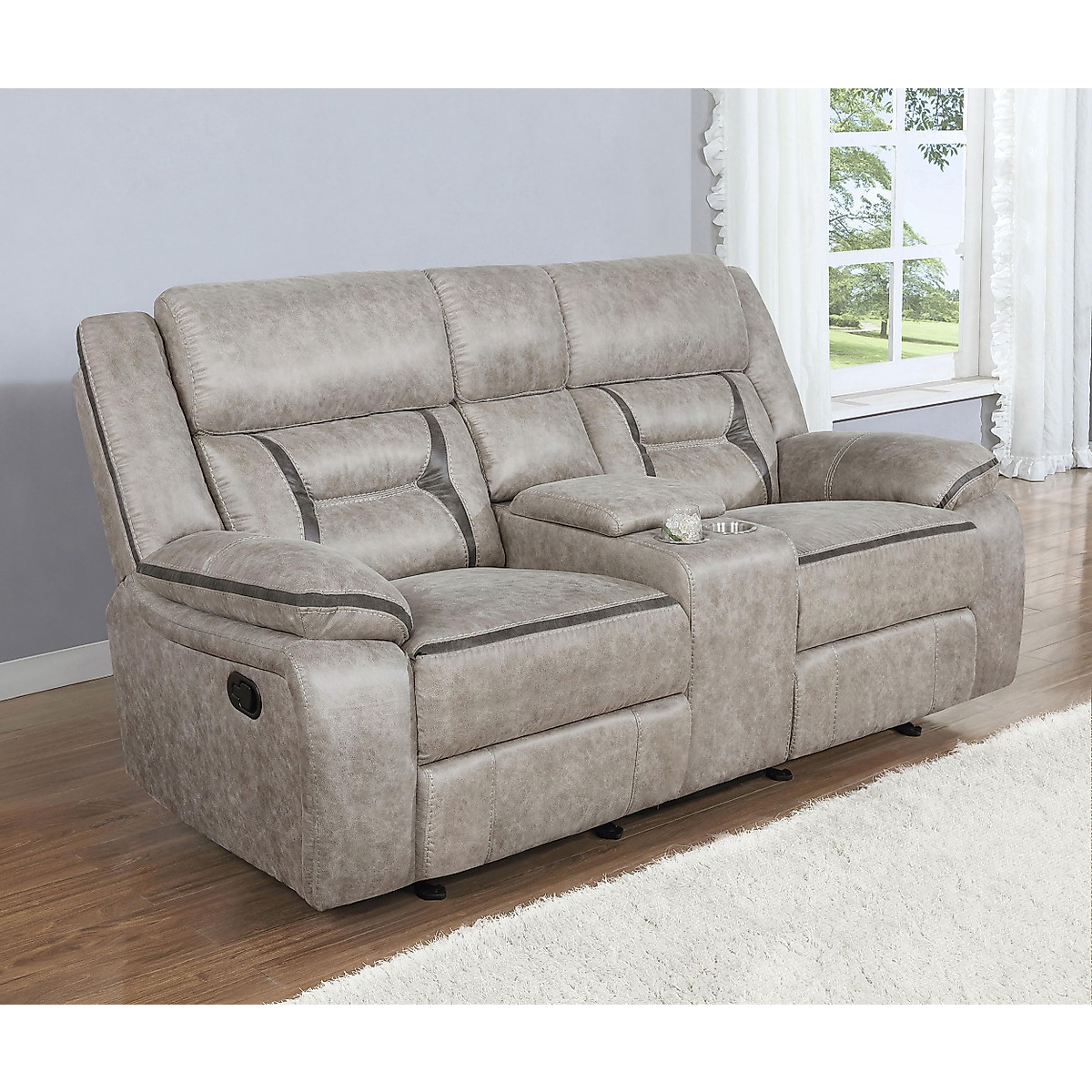 Coaster Home Furnishings Greer Upholstered Motion Reclining Loveseat Taupe