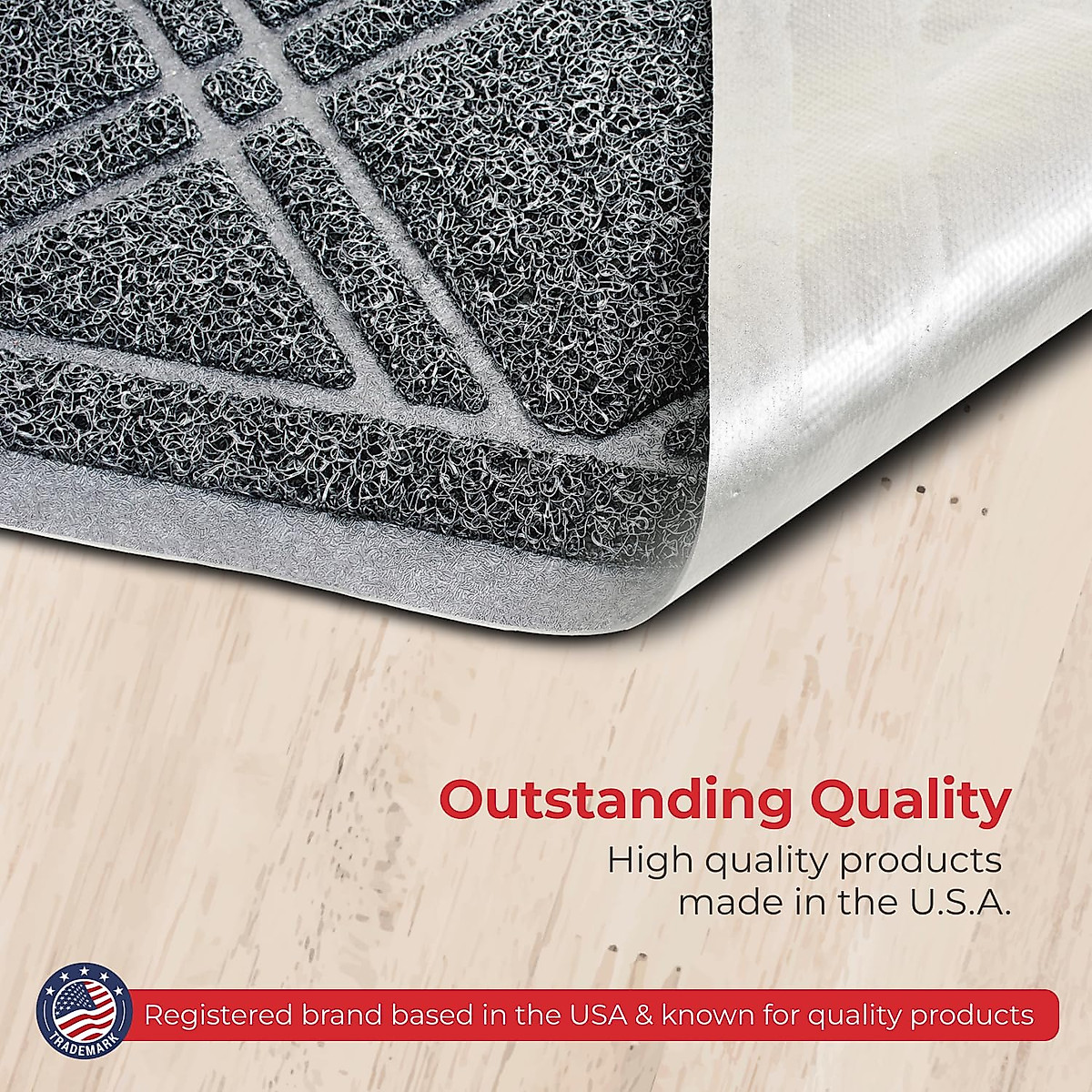 SlipToGrip Universal Door Mat, Plaid Design - Grey, 42 x 35 - Anti Slip, Durable & Washable, Outdoor & Indoor Floor Welcome Mat Door Mat Entry -Rug for Garage, Patio, Front Door, Dust Absorbent