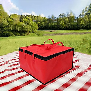 Luxshiny Towel Rack Insulated Reusable Grocery Bag Thermal Delivery Bag Insulated Pizza Shopping Tote Food Delivery Cooler Bags Hot and Cold Delivery Tote for Camping Catering Red Groceries
